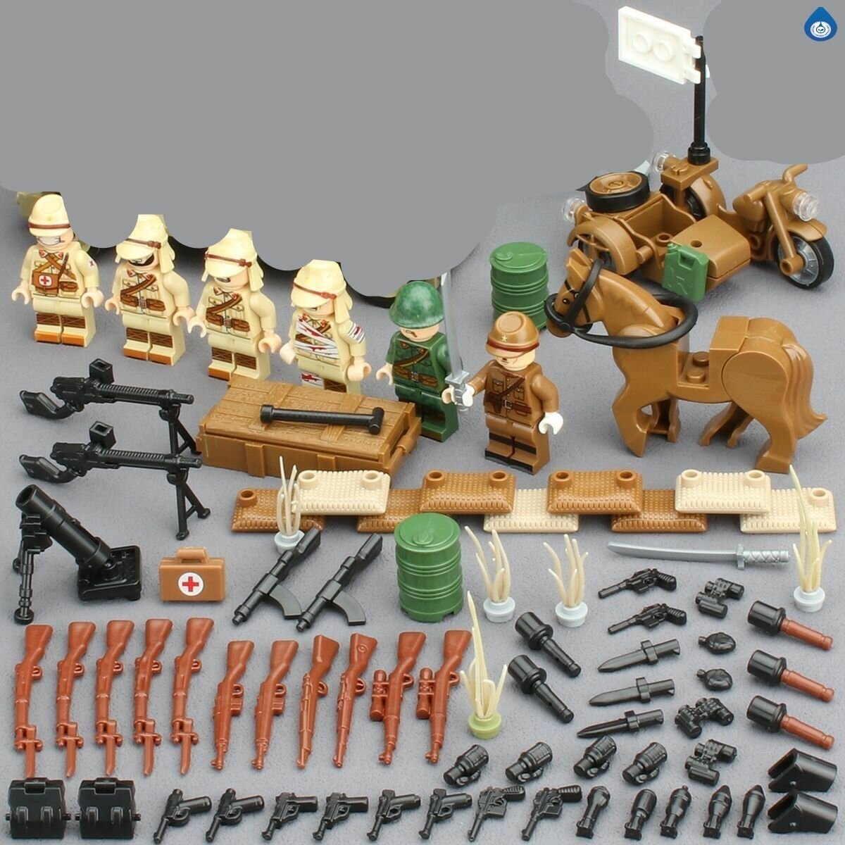 Минифигурка из строительных блоков японской армии времен Второй мировой войны, мини-кукла японского солдата, полный комплект. совместимы с легo конструкторами