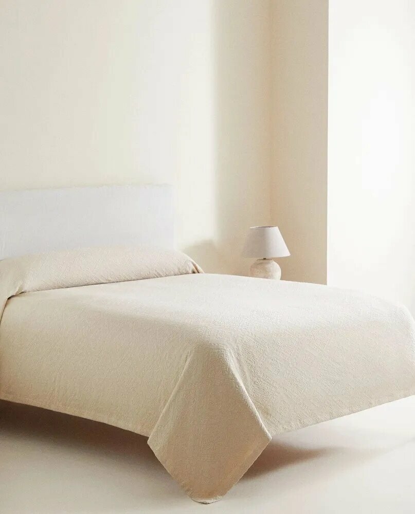 ZARA HOME Покрывало Cotton bedspread with geometric design, Хлопок с размерами: 250 см х 230 см