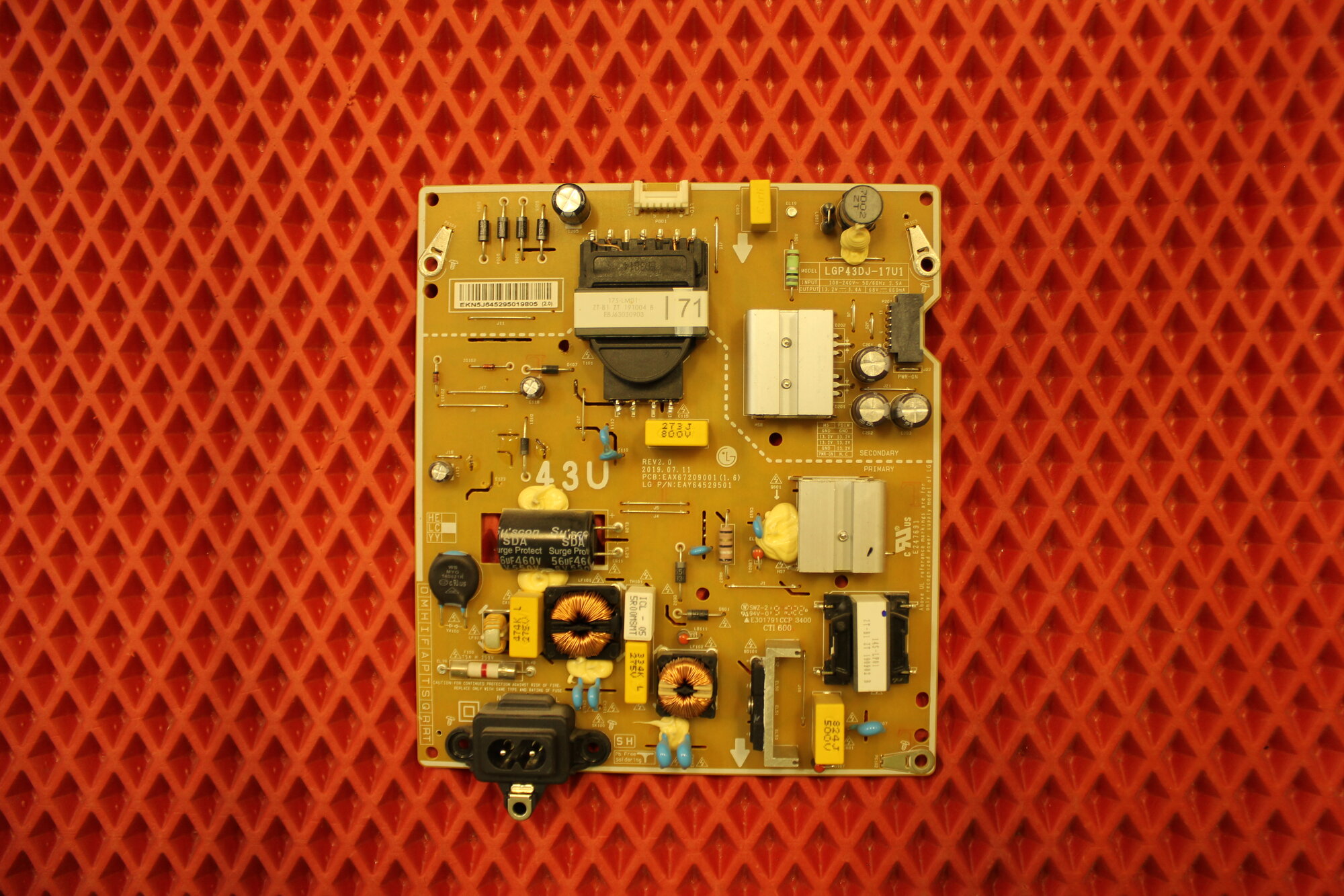 Блок питания (PSU) EAX67209001 (1.6) для телевизора LG 43UM7020PLF-TJ47 в надёжной упаковке