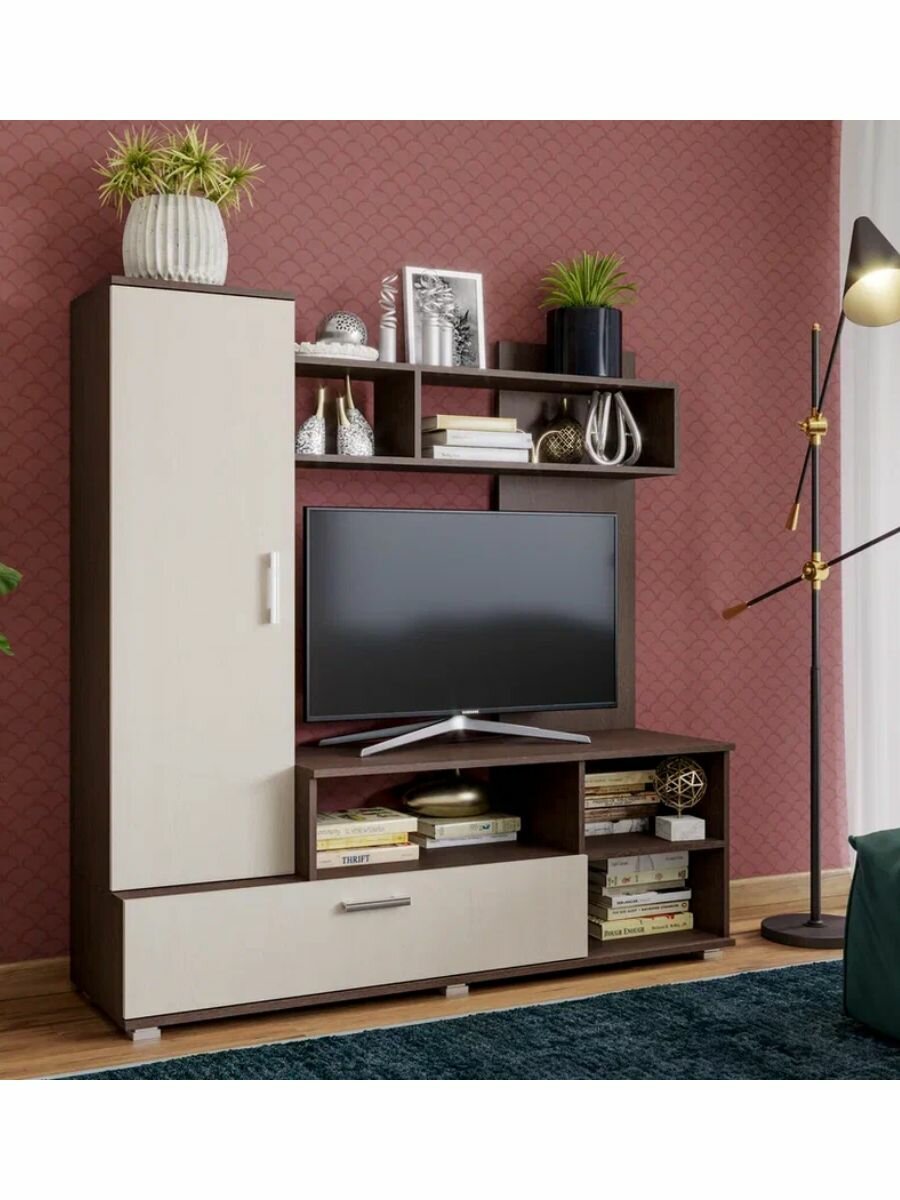 Гостиная Мини ЛДСП 1500х1520х440, Венге/Дуб беленый, МИФ