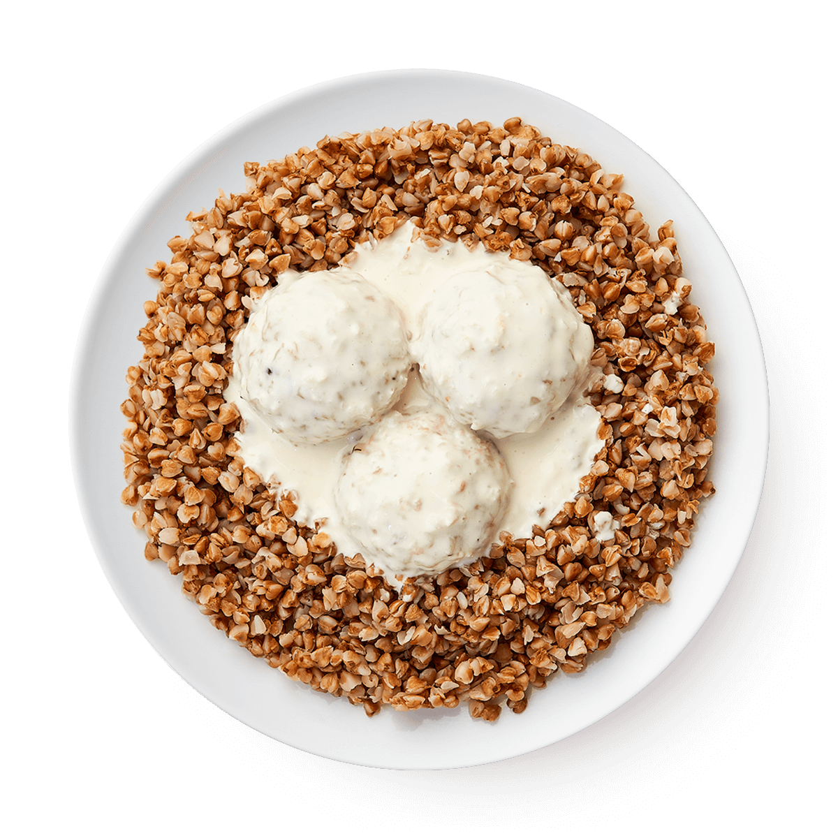 Тефтели из курицы и индейки в сливочном соусе с гречкой «Из Лавки»