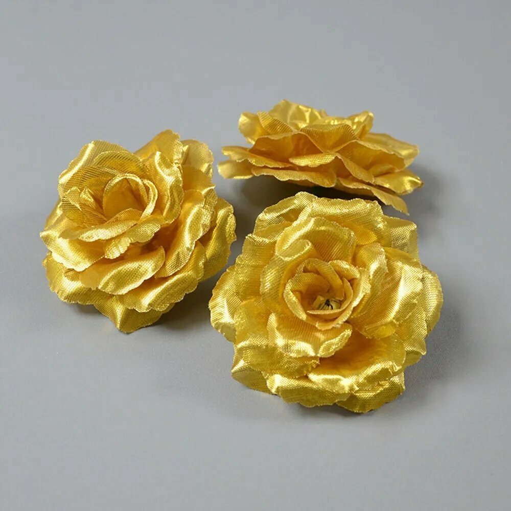KNOW EASY-10 искусственных роз золотого цвета из ткани для свадебного декора, цветочной стены или аксессуаров на Хэллоуин