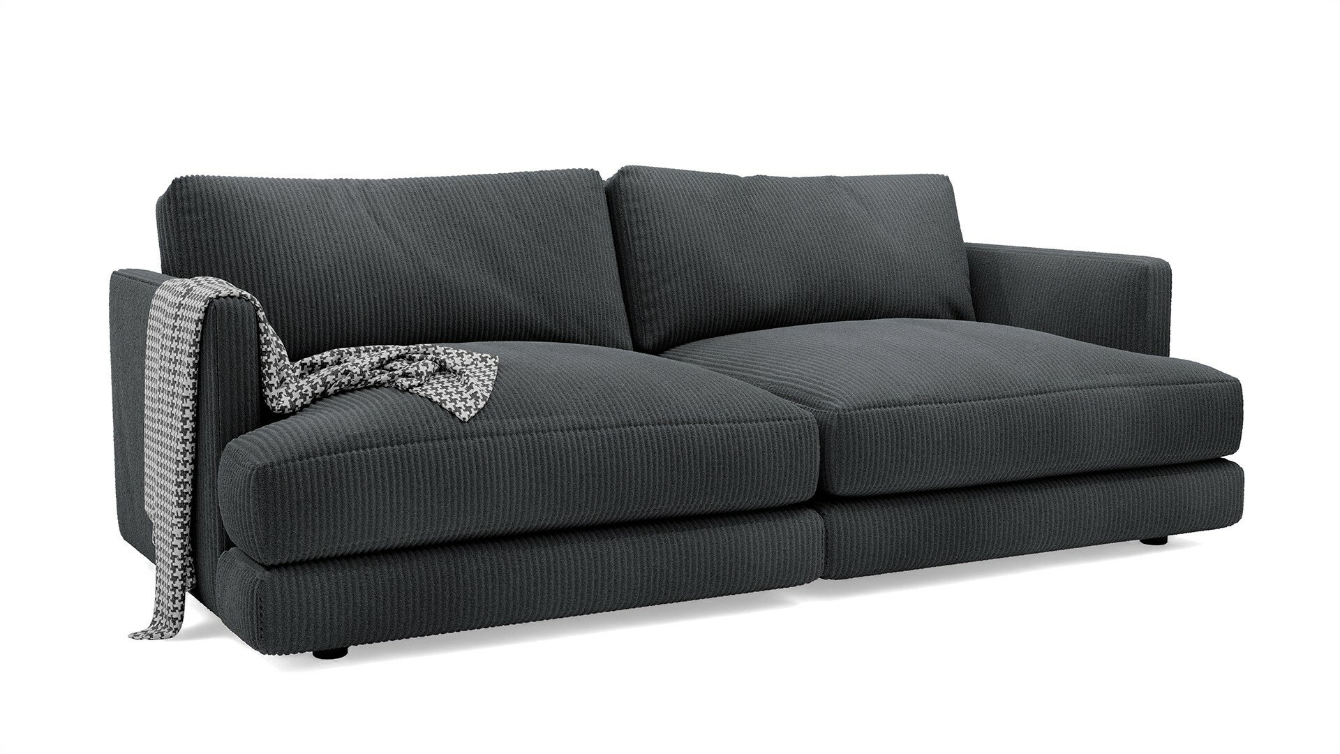 Диван Ибица 2 Cilium Grafit NEW 212x105x87 см, темно-синий Вельвет, еврокнижка GOODFORM