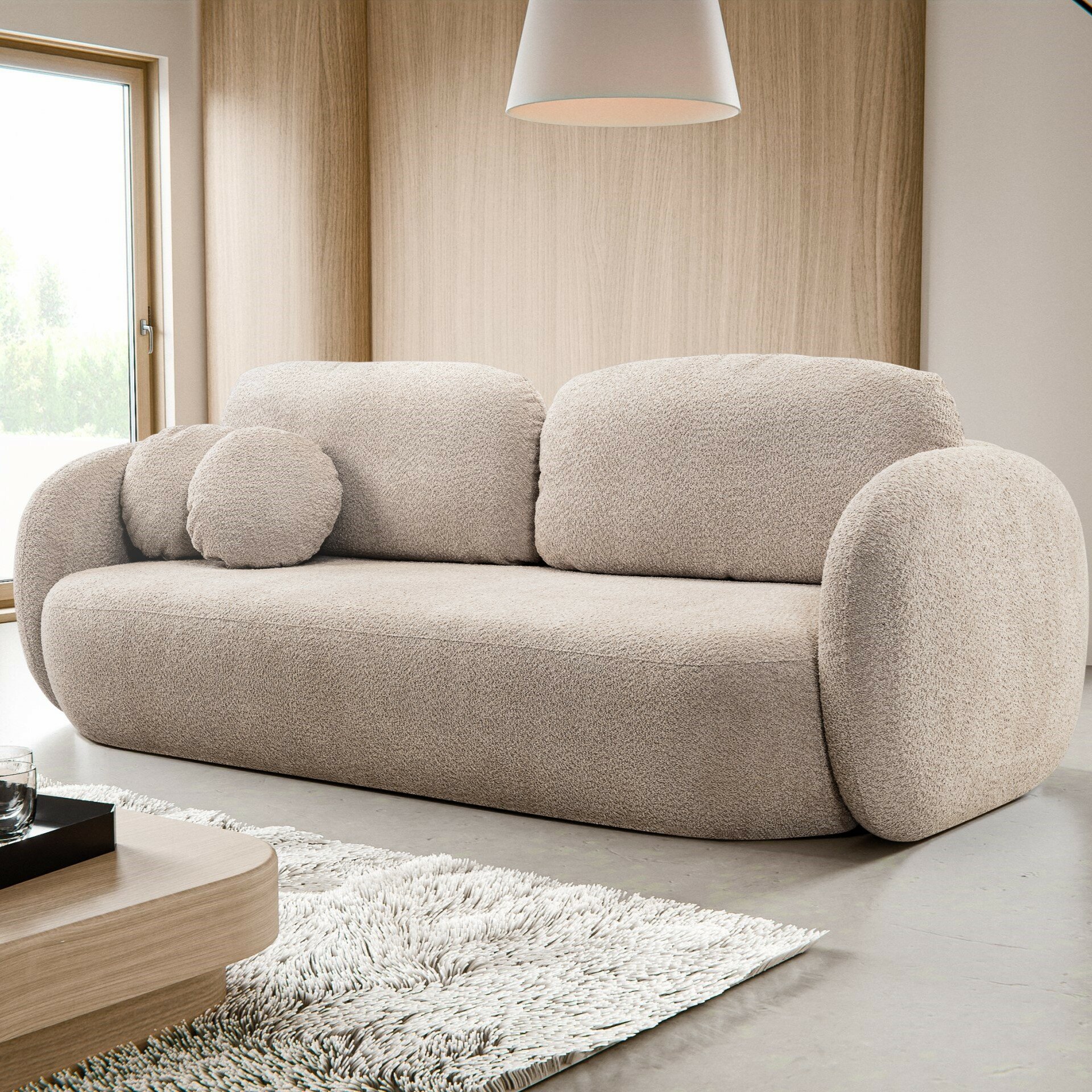 Диван Ultima Mebel "Coconut", с еврокнижкой, 238x87x100 см, бежевый