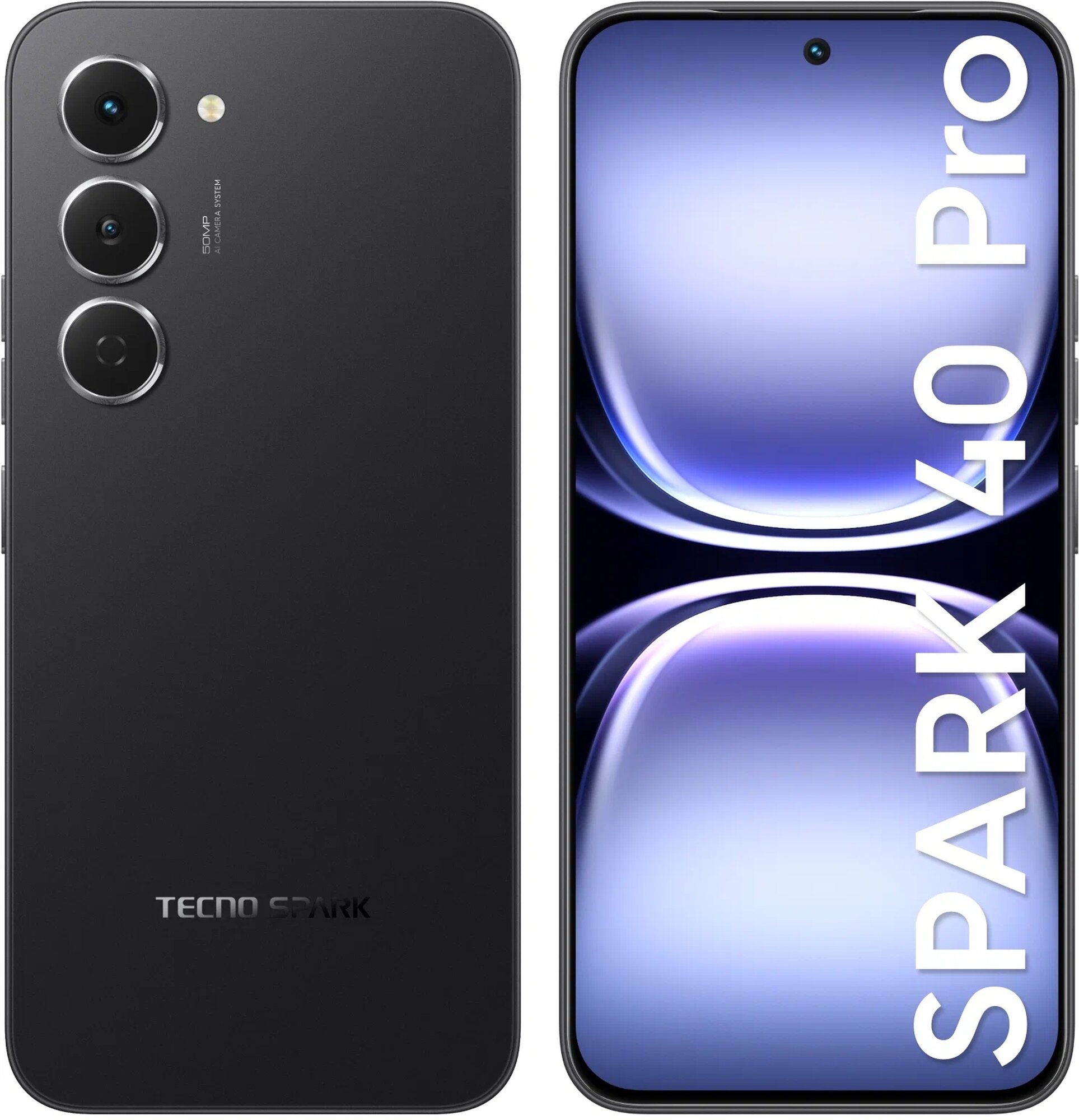 Смартфон Tecno Spark 40 Pro 128Gb 8Gb черный 3G 4G 2Sim 6.78" AMOLED 1224x2720 And15 50Mpix 802.11