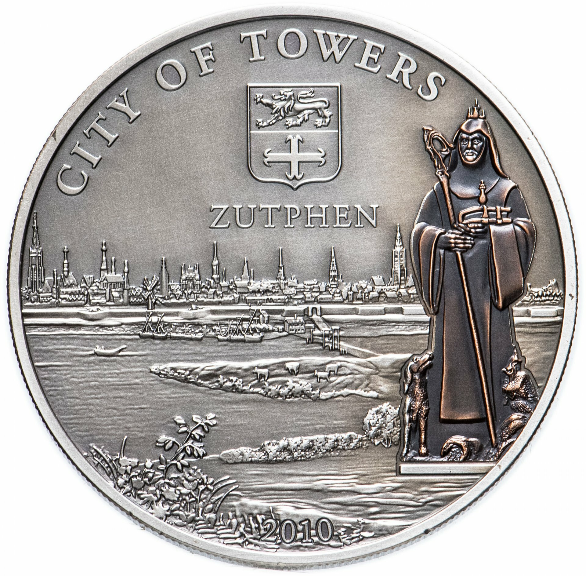 Острова Кука 5 долларов 2010 "Ганзейский союз: Зютфен", Серебро 925, в сохранности BUNC