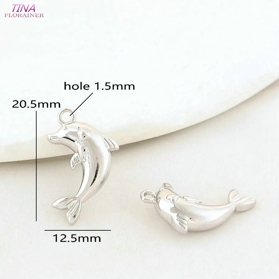 Подвеска дельфин, серебряный цвет, 20.5x12.5 мм, hole 1.5mm, Style 10