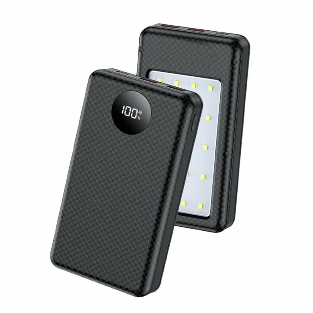 Бокс для батареек 18650 Black, съемный, цифровой дисплей, встроенный фонарь