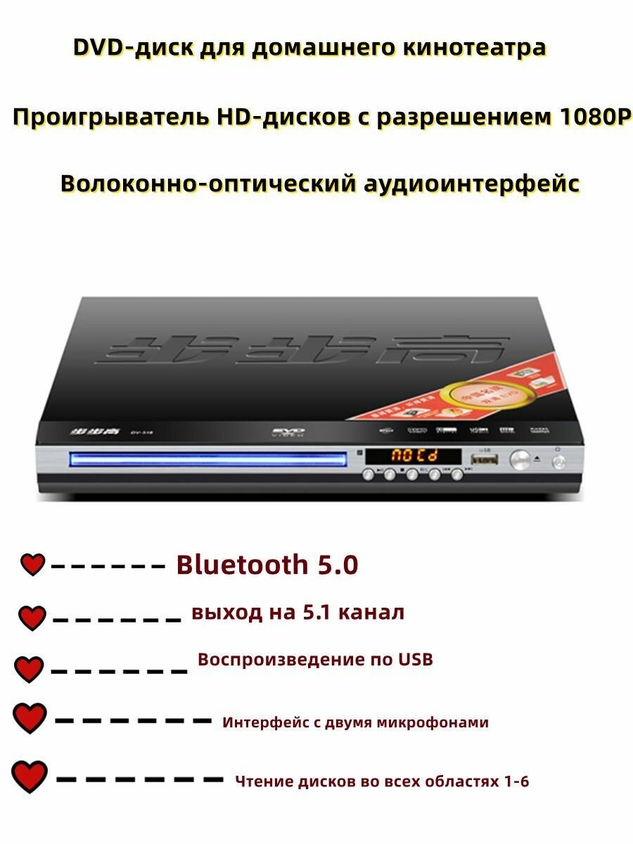 Видеоплеер для компьютера и телевизора с премиум качеством 1080P, черный и серебристый