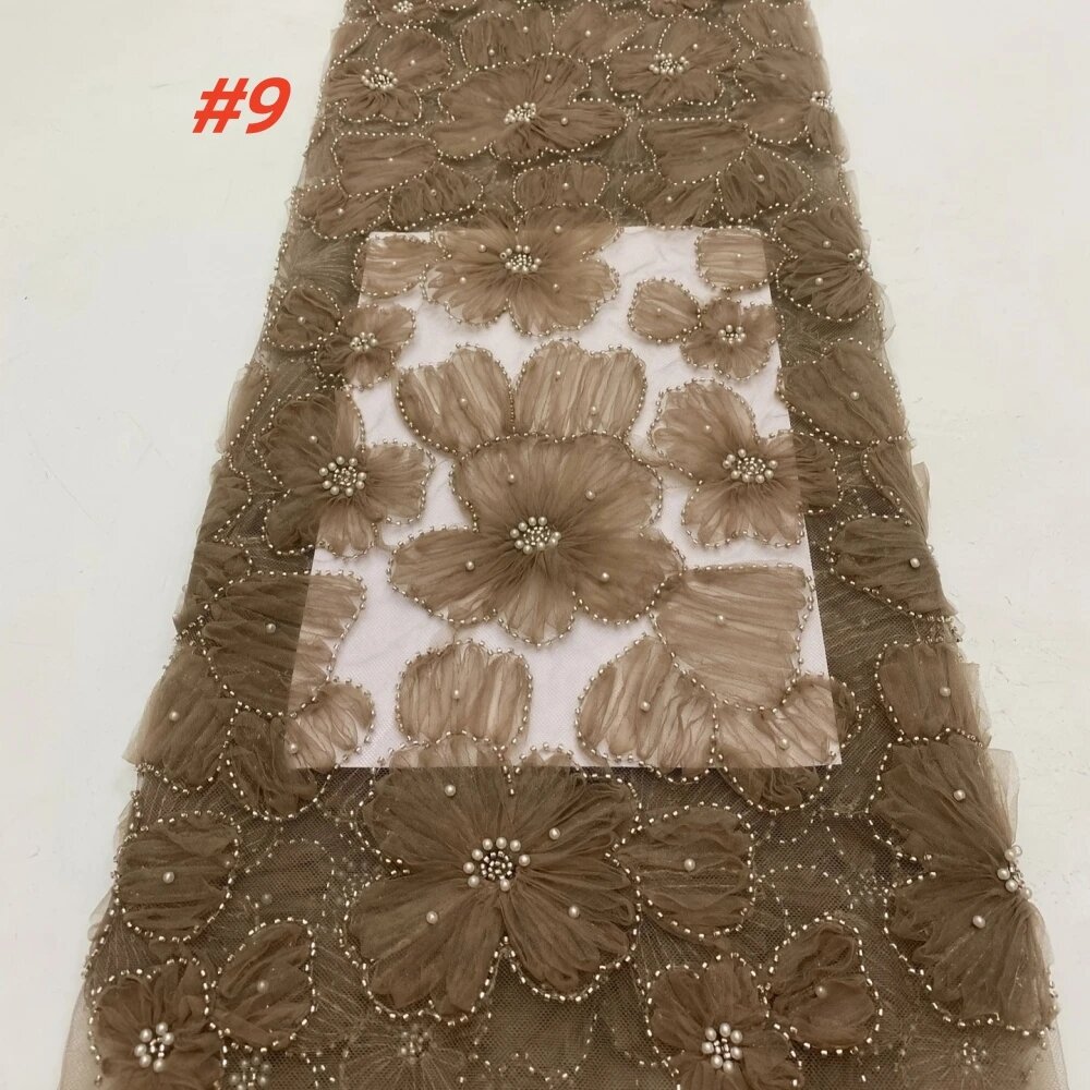 Кружевная ткань африканская с 3D цветами, LD7305, 2.5yard