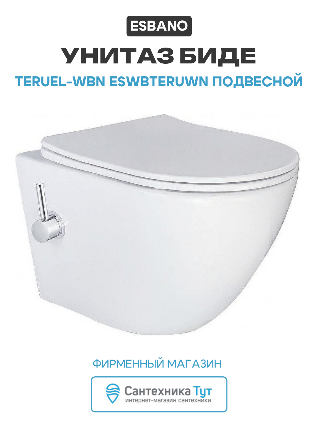 Унитаз биде Esbano Teruel-WBN ESWBTERUWN подвесной с сиденьем Микролифт белый фаянс подвесной