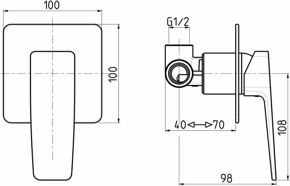 Встраиваемый смеситель для душа и ванны M&Z New Geometry New Geometry NGM02700 С внутренней частью