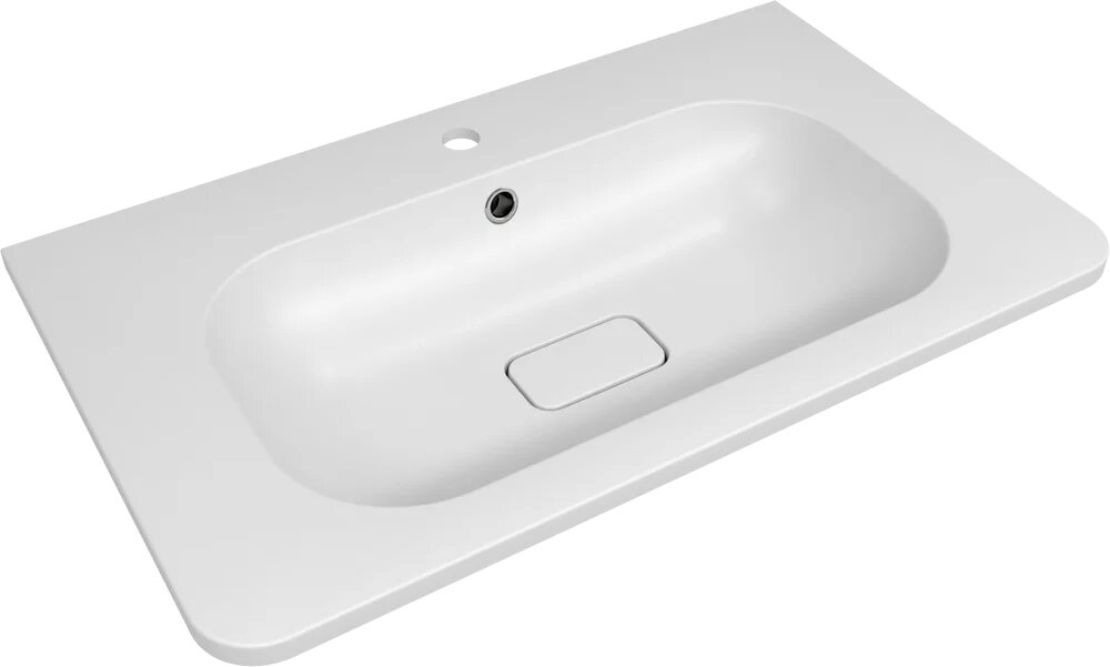 Мебельная раковина Florentina Нева 80 из литьевого мрамора, раковина для ванной, со сливом-переливом, белая, прямоугольная