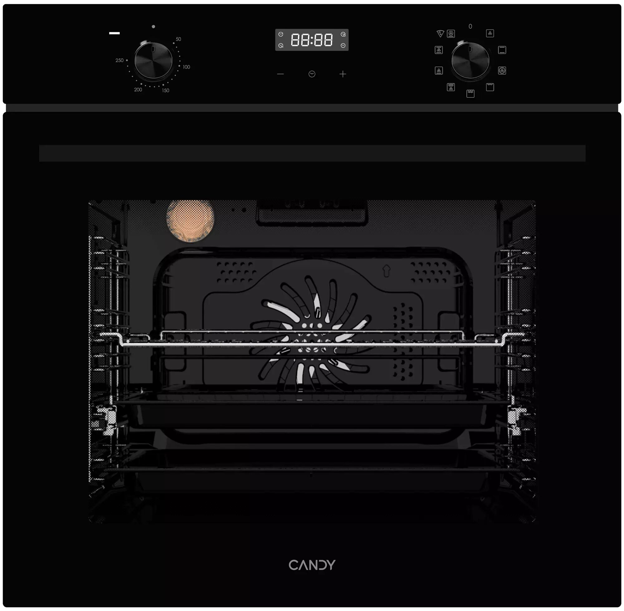 Электрический духовой шкаф Candy COXP08LTBB черный, дисплей, гриль, конвекция