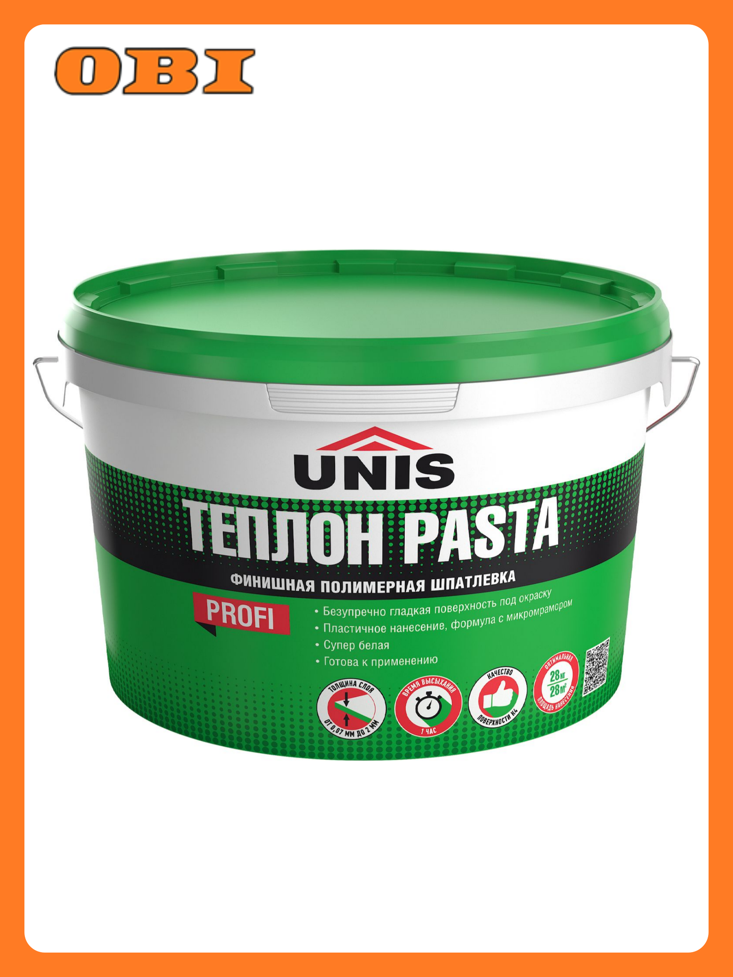 Шпатлевка UNIS Pasta теплон, полимерная, готовая, для внутренних работ, 28кг