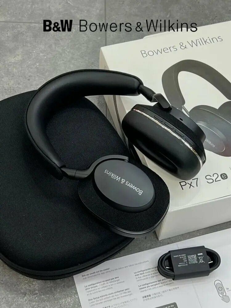 Беспроводные наушники Bowers&Wilkins, с микрофоном, ANC, накладные, черные