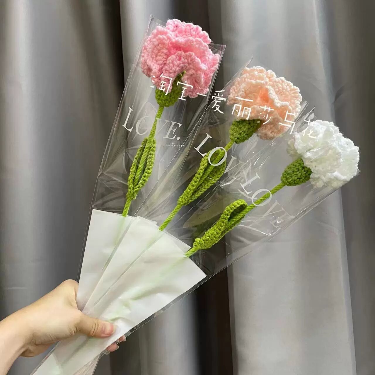 Готовые цветы ручной работы: гвоздики, букеты из пряжи, вязаные пышные цветы, тканые цветы, праздничный подарок для