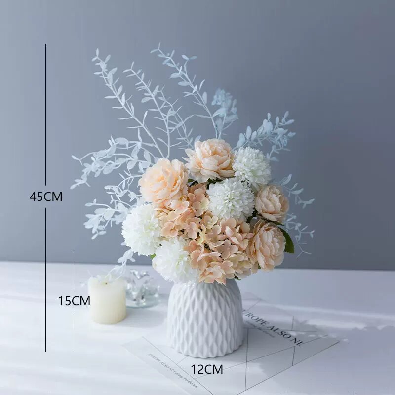 Японская ваза, креативные украшения для рабочего стола, желтый букет сушеных цветов, роза, искусственный цветок,