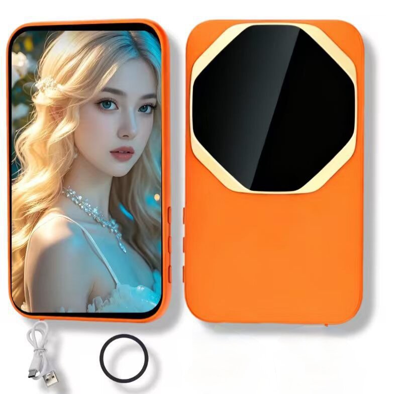 Селфи-монитор, подходит для IOS и Android, с динамиками, может воспроизводить музыку, магнитный, беспроводной, оранжевый