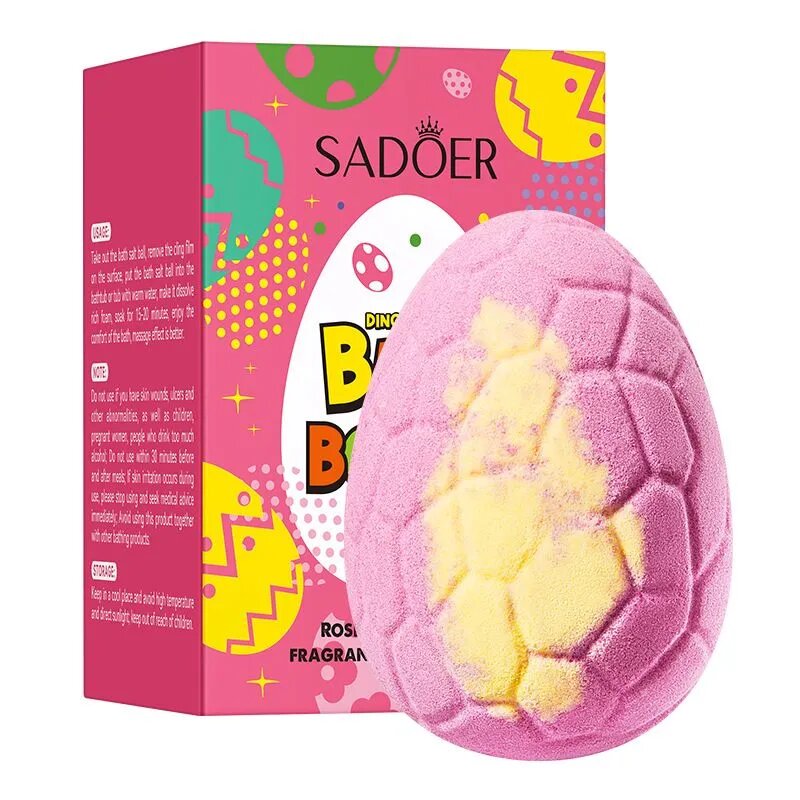 Бомбочка для ванны SADOER "Яйцо динозавра" (апельсин/лимон), плавающая и ароматная