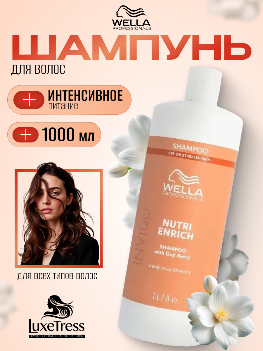 Шампунь Wella "Invigo Nutri-Enrich", женский, для окрашенных волос, 1 л