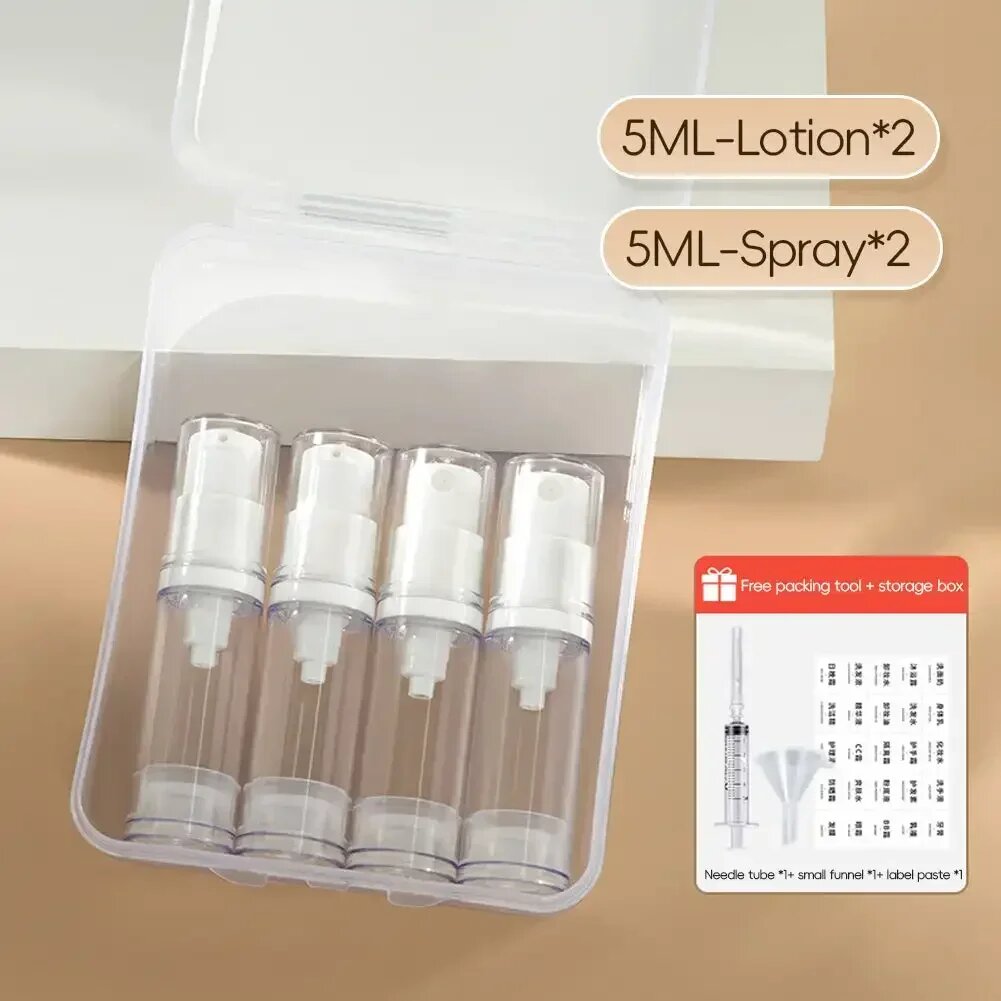 Безвоздушные бутылочки для крема 5мл 10мл Бежевый, 2pcs mix 2pcs 5ML