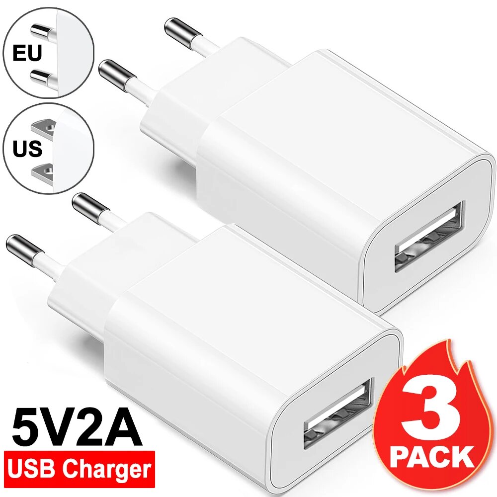 Зарядное USB EU 5V 1A, 2шт. — фото 1