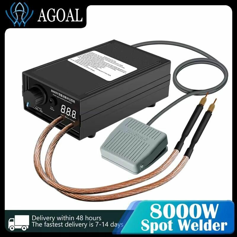 Мини аппарат для точечной сварки 8000 Вт, цифровой дисплей, двойной импульс, сварка 18650 и никель полосы 0,3 мм, портативный набор инструментов