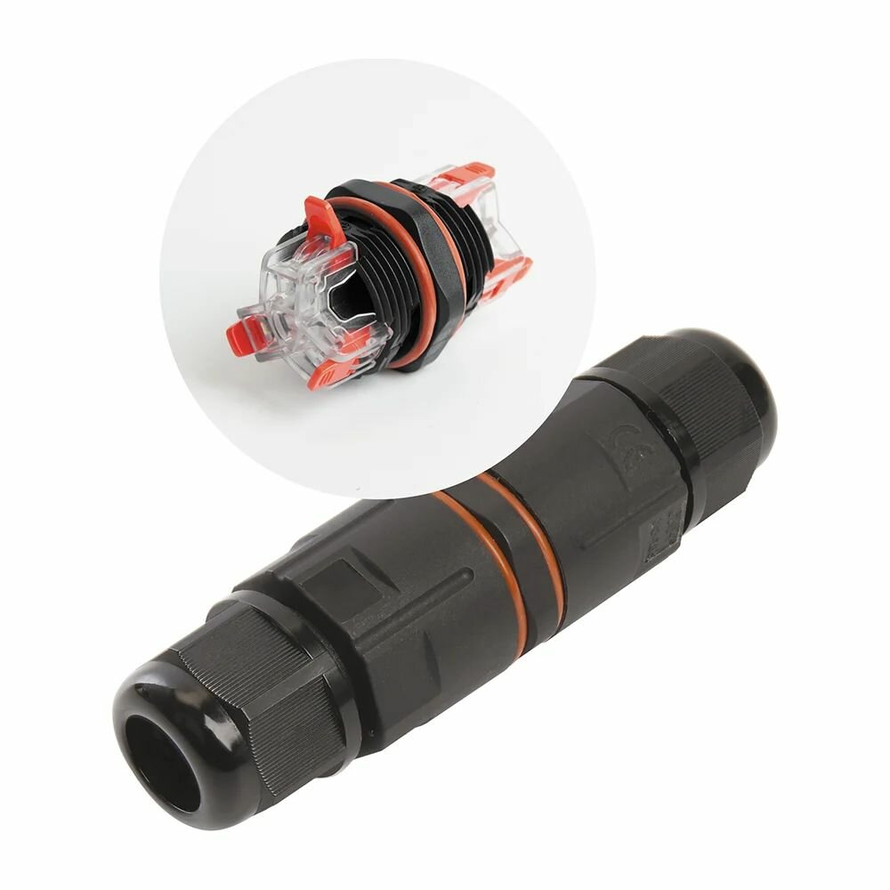 Соединитель-коннектор для проводов STEKKER LD533, 3-контактный, с пружинным контактом, водонепроницаемый, черный 49190