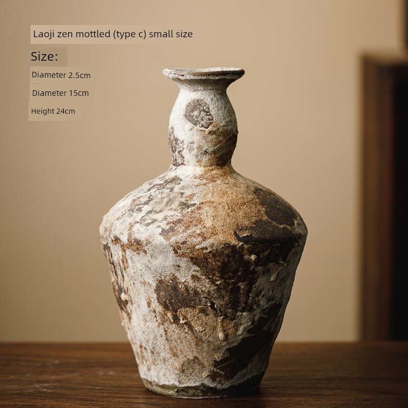 Керамическая ваза в стиле ваби-саби из Цзиндэчжэня для сухоцветов, большая деревенская глиняная емкость, искусство