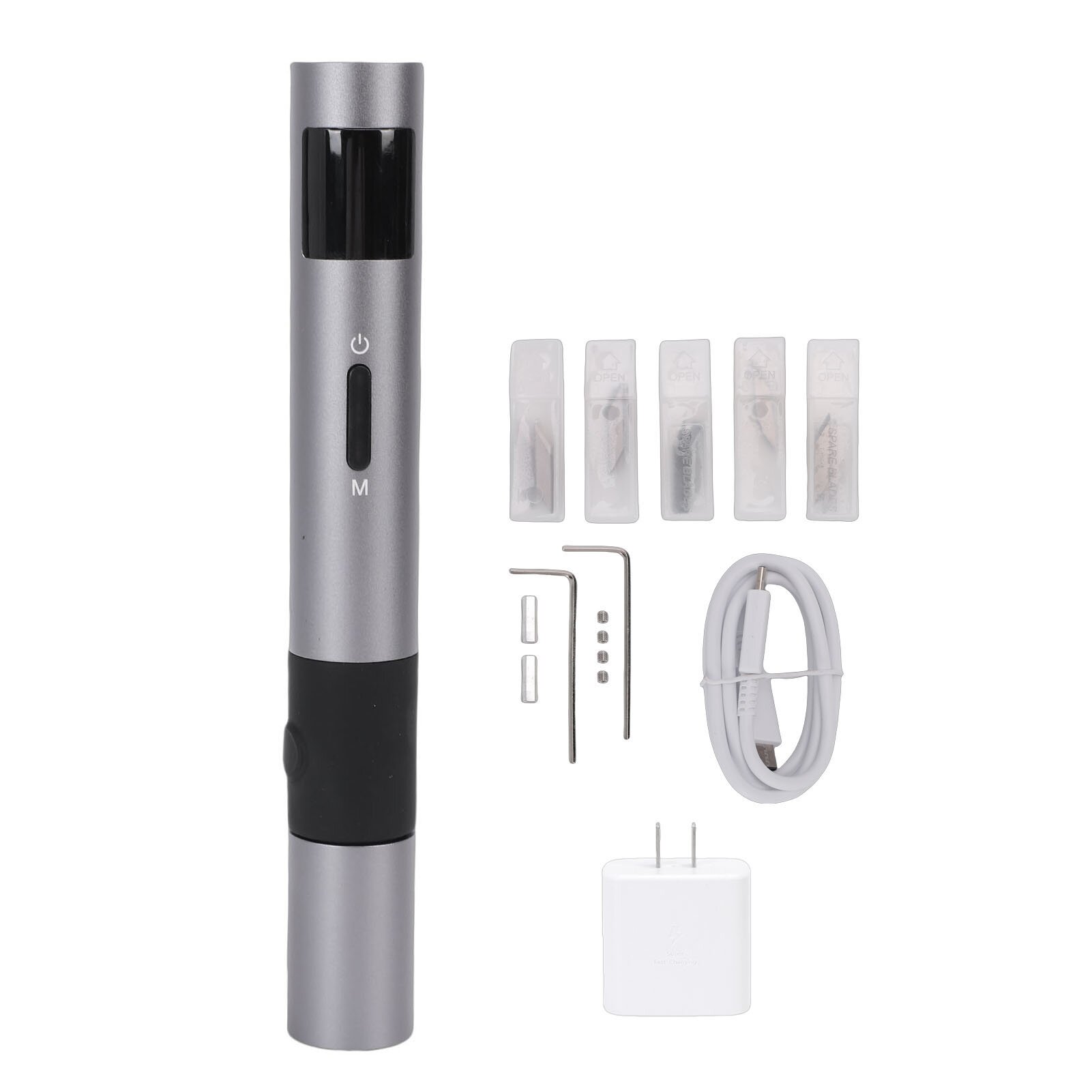 Ультразвуковой резак 40 кГц, ручной электрический инструмент для резки со светодиодной подсветкой и 50 лезвиями для 3D-печати пластика, дерева и смолы.