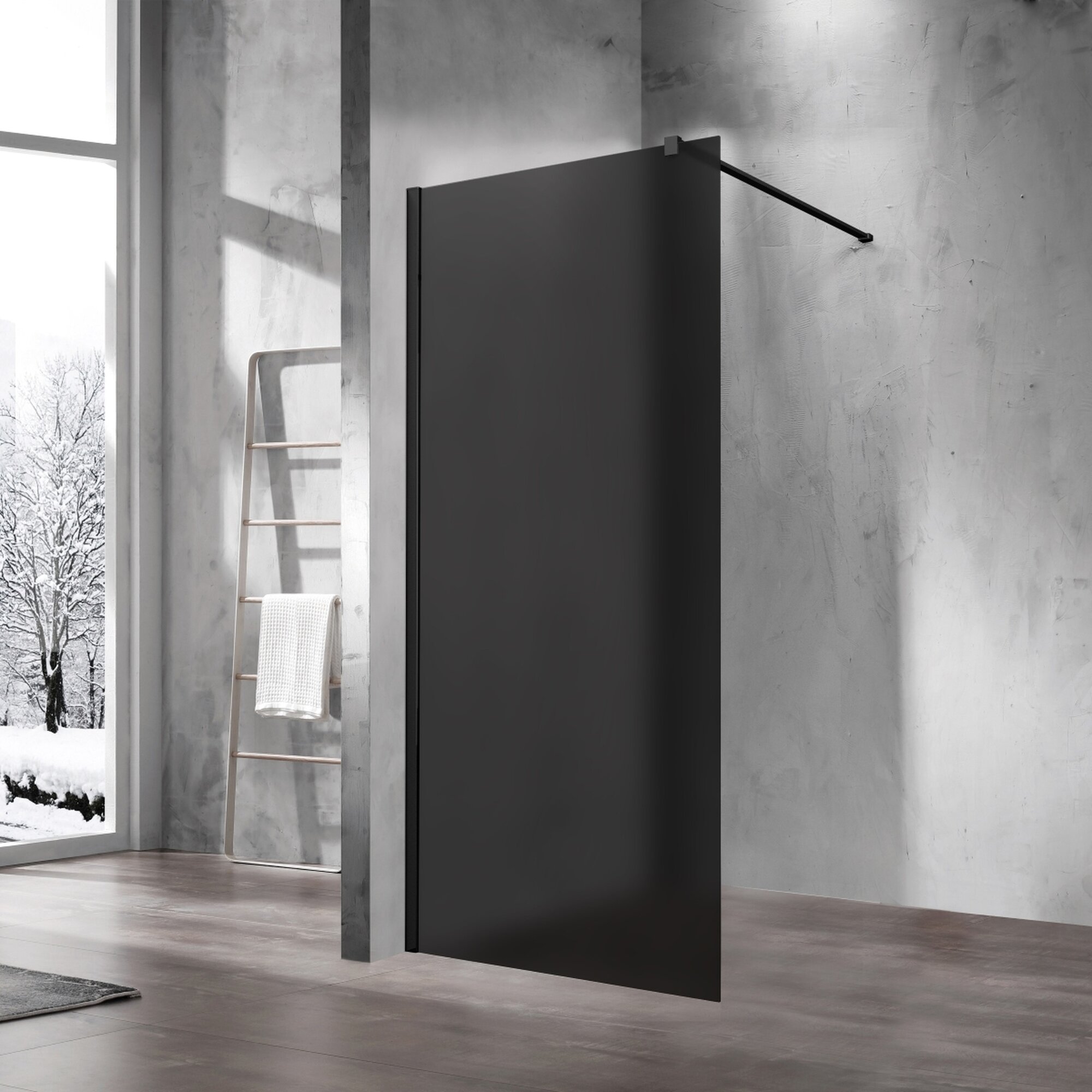 Душевая перегородка Волк-Ин (Walk-In) VSW-1H900GFB, 900*2000, черный матовый, стекло матовое тонированное