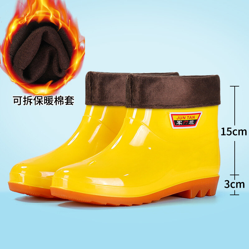 Белые и желтые резиновые сапоги для мужчин и женщин, маслостойкая и износостойкая резиновая обувь для кухни, высокие и низкие резиновые сапоги с резиновой подошвой, водонепроницаемые.