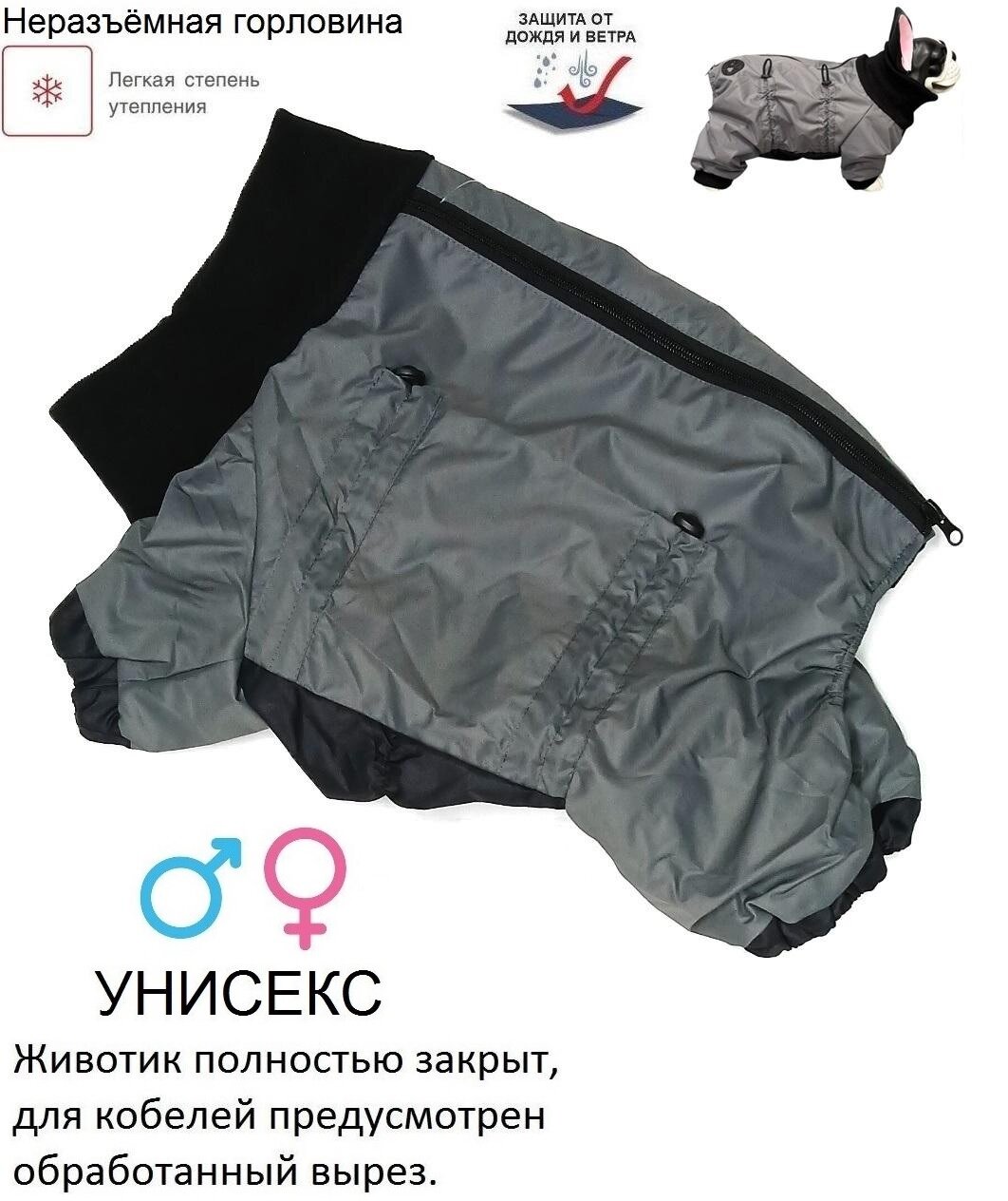 Утепленный комбинезон для мопса и французского бульдога (40см )