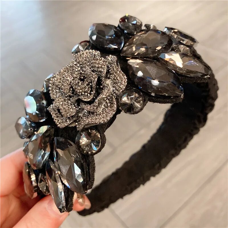 ENRMIIV Цветочная корона из горного хрусталя Черный, Gemstone Flower 3