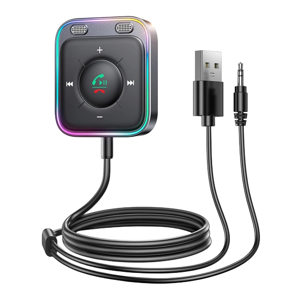 Bluetooth 5,3 AUX автомобильный адаптер с двумя микрофонами ENC, Музыкальный Микрофон, гарнитура 3,5 мм, адаптер для автомобильного динамика, Bluetooth-приемник