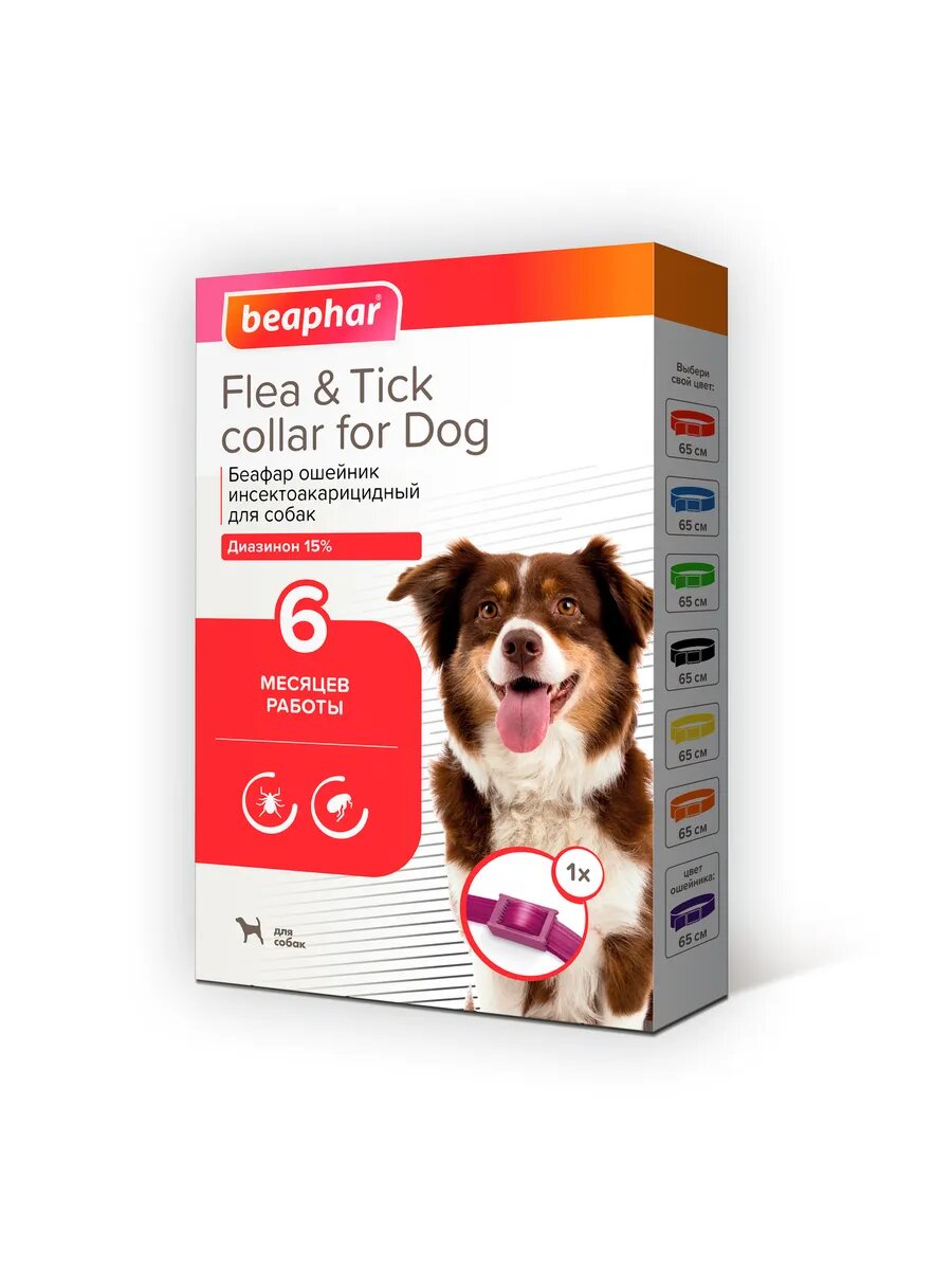 Ошейник Беафар для собак от блох 65 см (Фиолетовый)