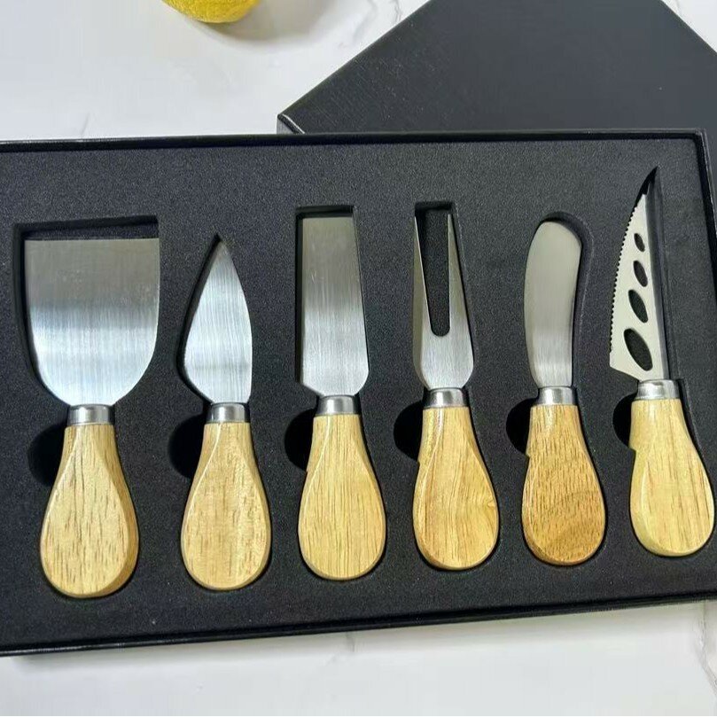 Прямые продажи с фабрики: деревянная ручка, нож для сыра из нержавеющей стали, мини-нож для сыра, вилка для торта, нож для масла, инструмент для выпечки