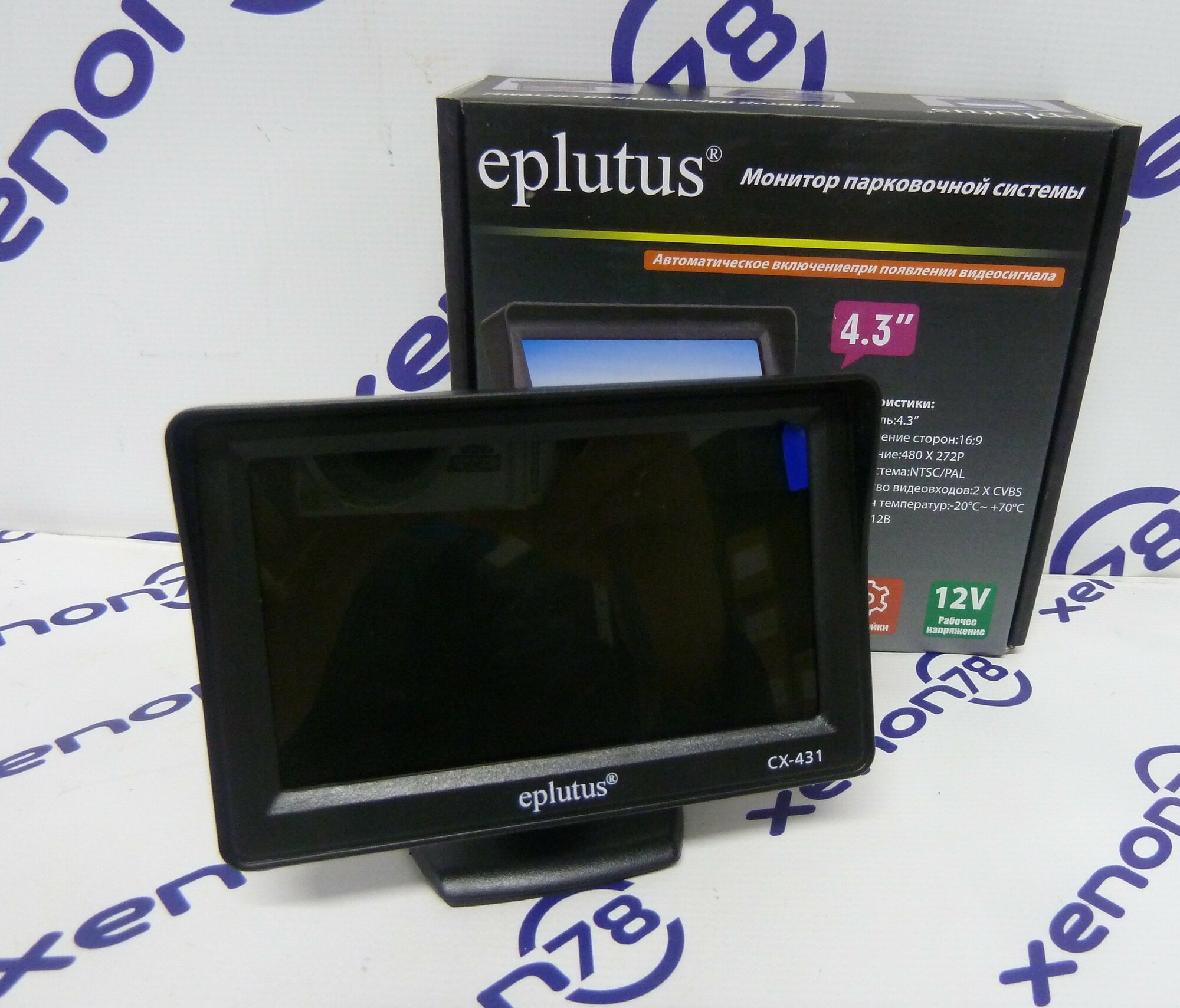 Парктроник 66-X-1 (1 датчик + камера с парковочными линиями + бипер) + монитор на торпедо Eplutus CX-431 с диагональю 4.3" (12В) - 1 кмп.