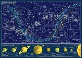 Карта звездного неба, светящаяся В темноте, на магнитной основе