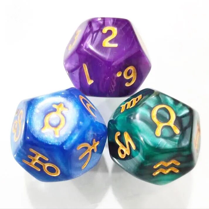 Кубики астрологические (синий, зеленый, фиолетовый)