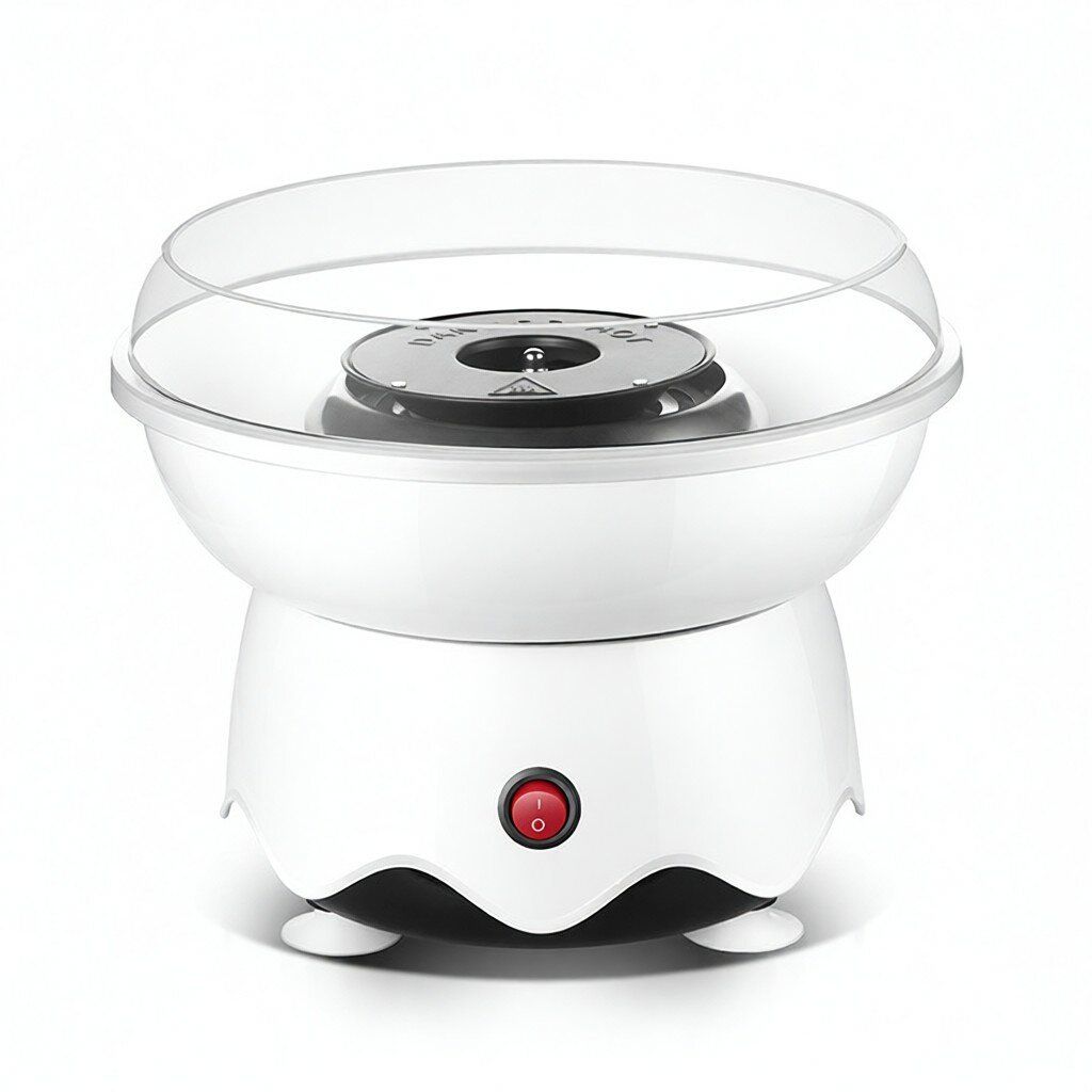 Машина для хлопкового конфета для детей Professional Cotton Candy Maker Machine BPA с 10 конусами и ложкой для сахара, материал PP + Алюминий + Сталь, мощность 450Вт, размер 25x25x18см, для дней рождения, Дня детей