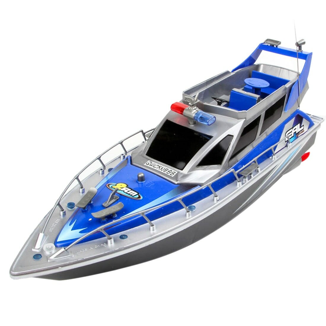 Rc лодка игрушки дистанционного управления полицейская лодка полицейская ремесленная модель игрушки на открытом воздухе играть подарок подарок синий американский плагин rc лодка (синий)