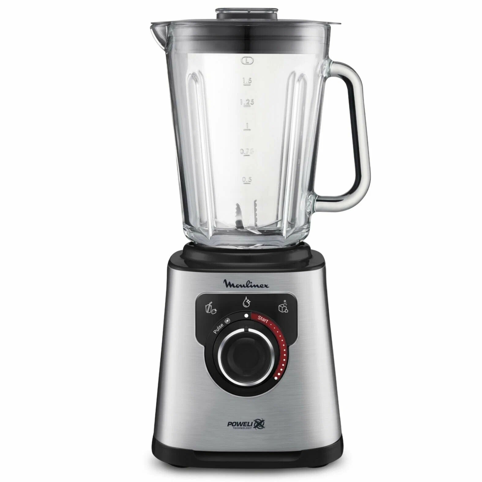 Блендер Moulinex PerfectMix+ LM871D10, 1200 Вт, серебристый/ черный, сенсорный, чаша-закаленное стекло