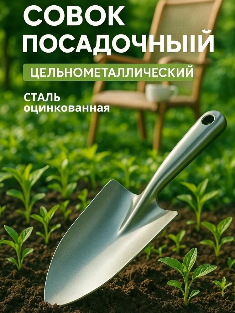 Совок садовый, Металл, рукоять Металл