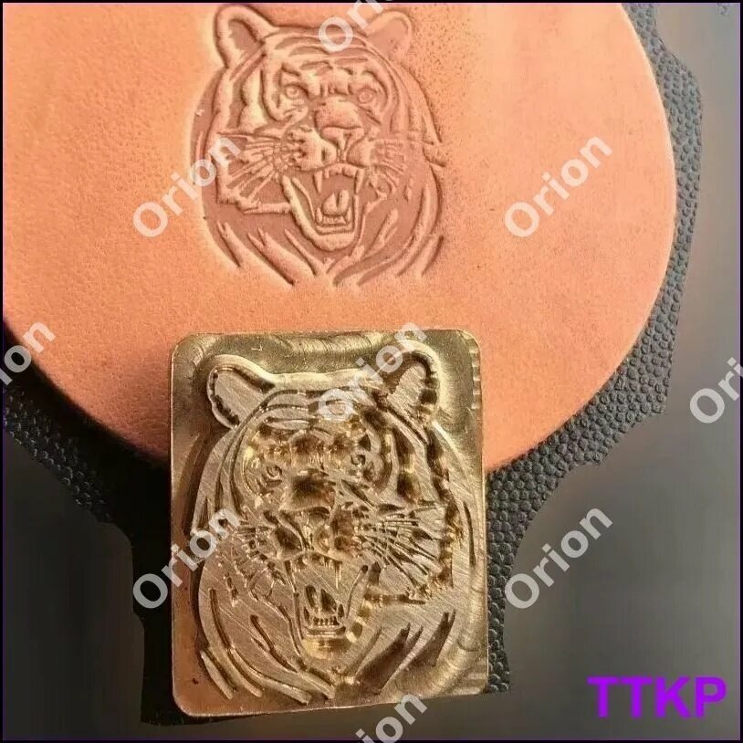 Эксклюзивное клише из латуни с тигриной головой для тиснения кожи