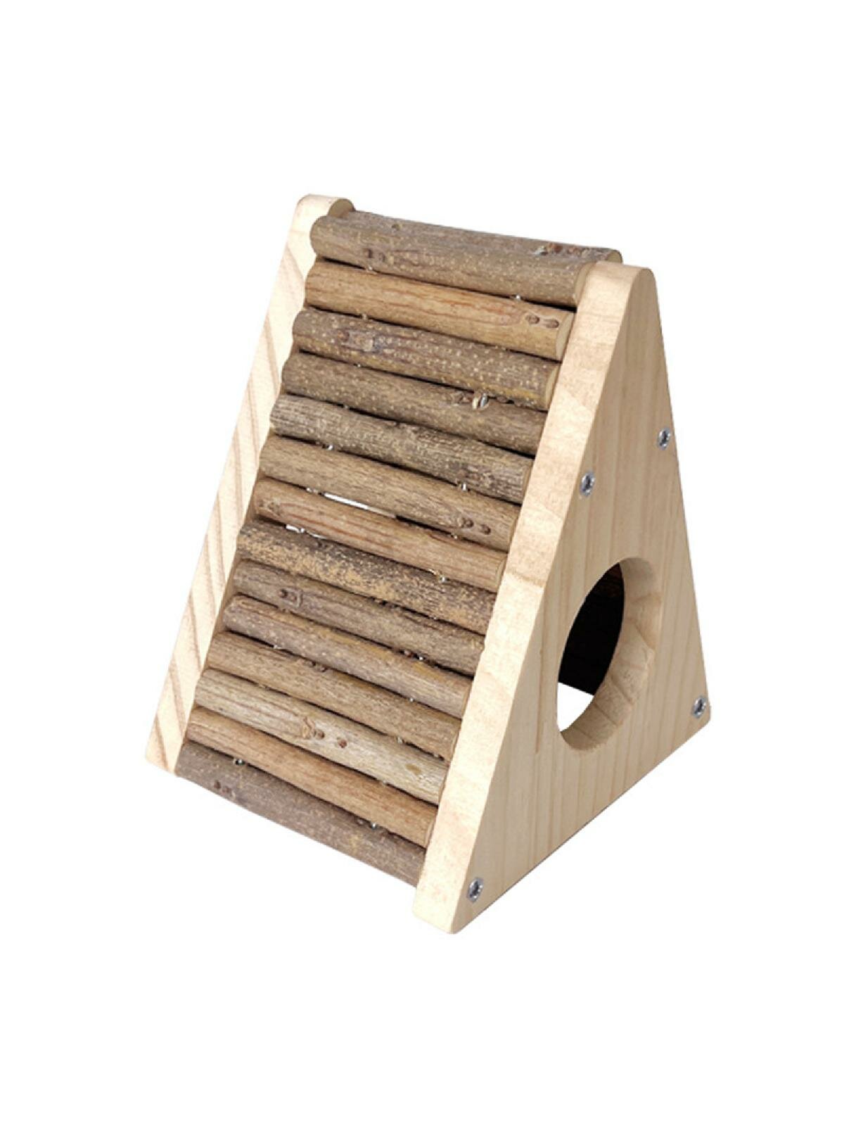 Домики для хомячков из натурального прохладного дерева С лестницей для лазания, клетка для хомячков