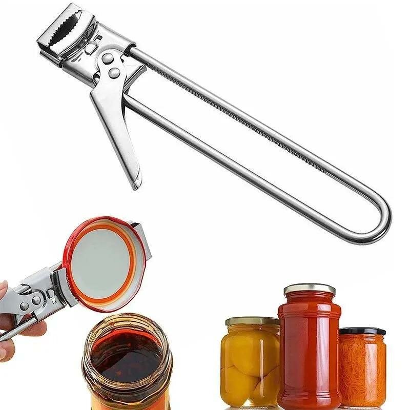 Открыватель многофункциональный, 19.5 см, 1 штука, из нержавеющей стали, серебристый цвет, регулируемый, для банок и бутылок, из Китая, вес 110 грамм, кухонный гаджет