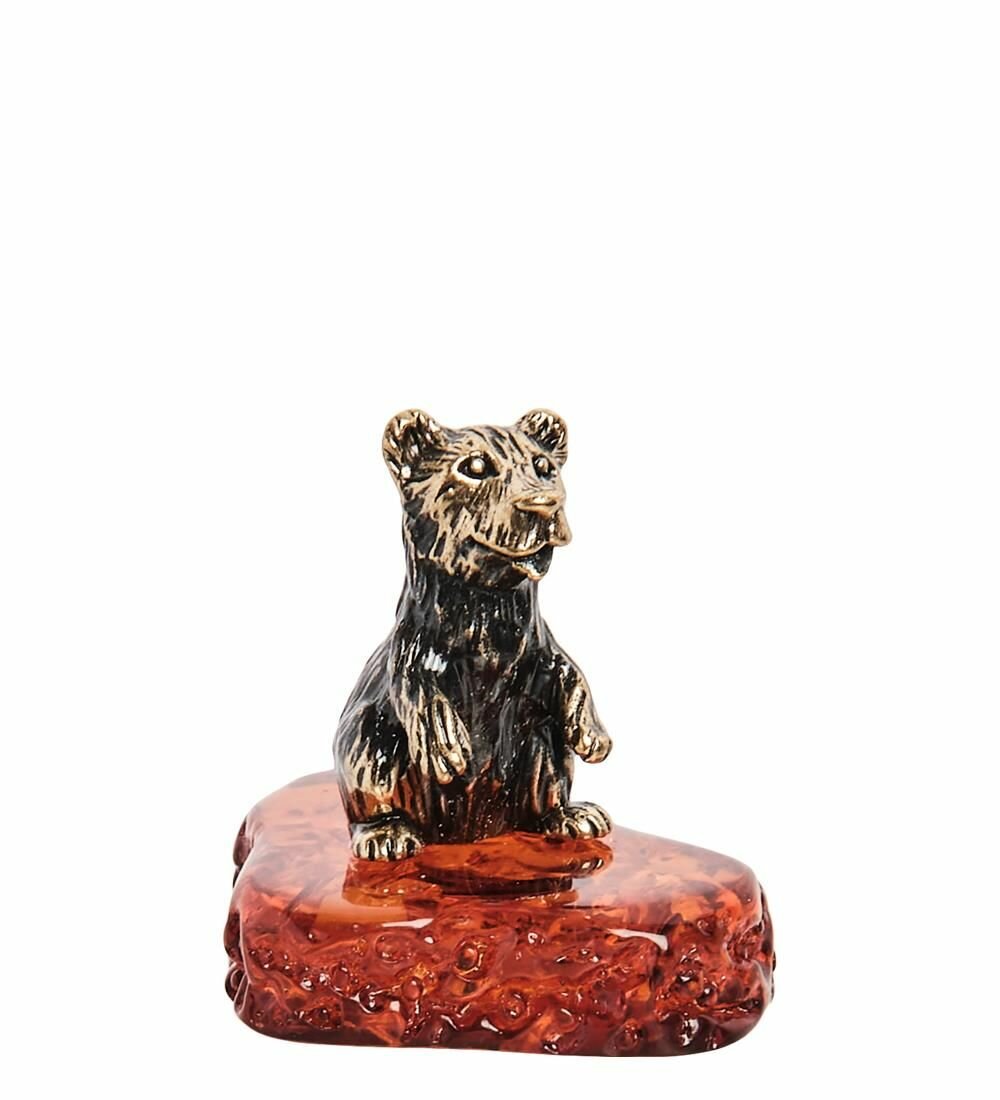 Фигурка Медвежонок (латунь, янтарь) A1982689 Народные промыслы бронзовый