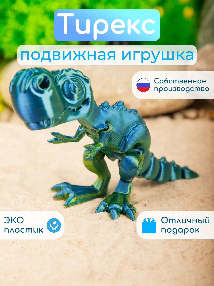 Динозавр Тираннозавр Тирекс подвижный 3D игрушка антистресс